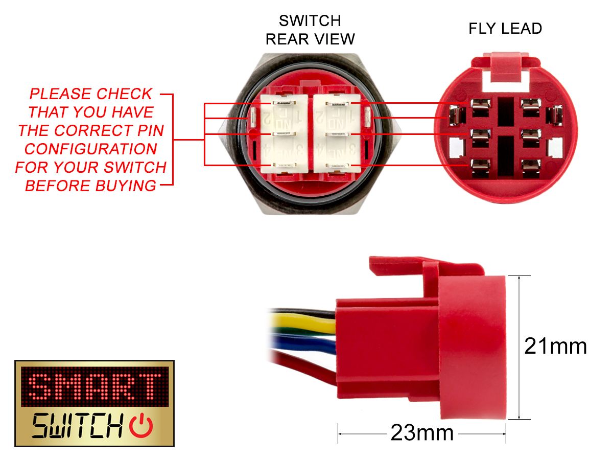 Fly Lead Connector for SmartSwitch Angel Eye DPDT Switches (22mm)