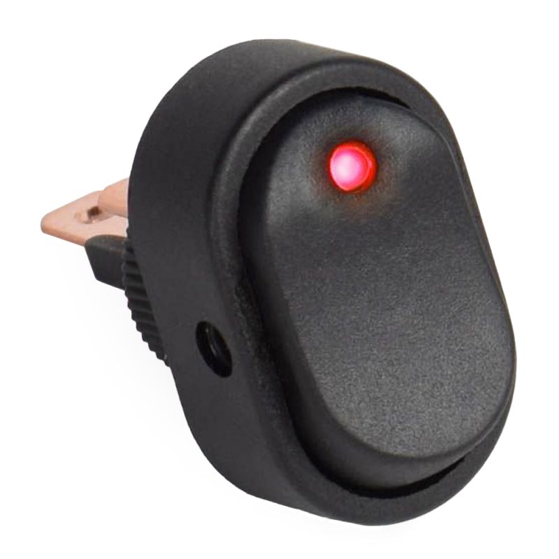 1 x SmartSwitch SPST 20mm 12V/16A Illuminated Round Rocker Switch - RED LED